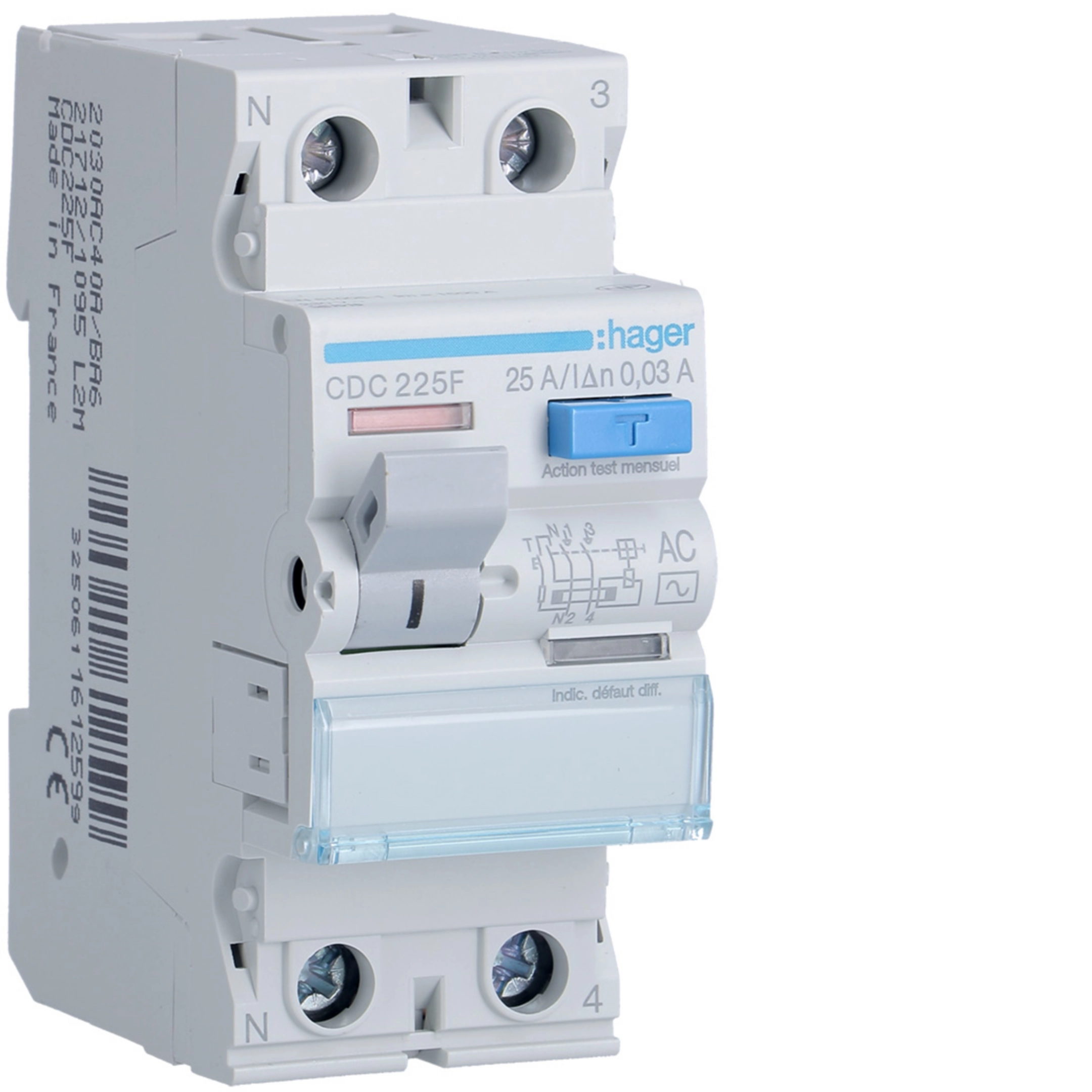 FI-Schutzschalter 2P 25A 30mA AC • CDC225F | Hager