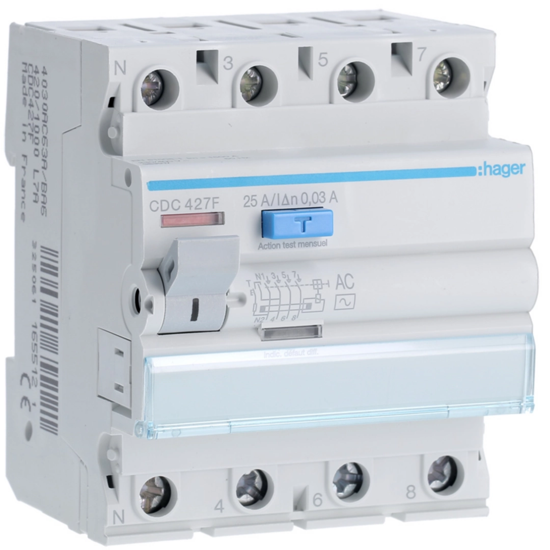 Inter dif 4P 25A 30mA AC 60Hz • CDC427F | Hager