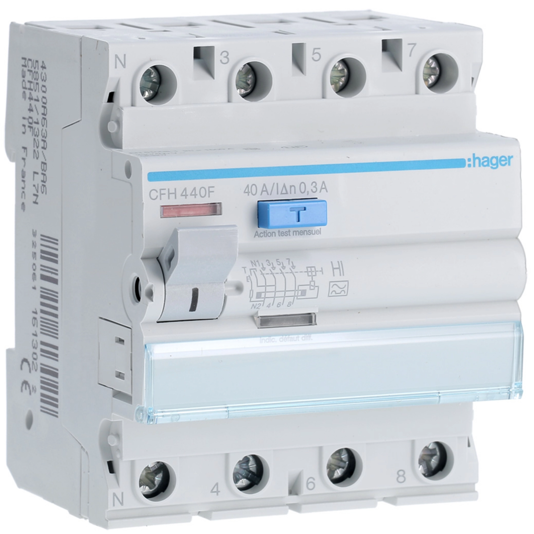 Inter.dif.4P 40A 300mA tipo A HI 4M • CFH440F | Hager