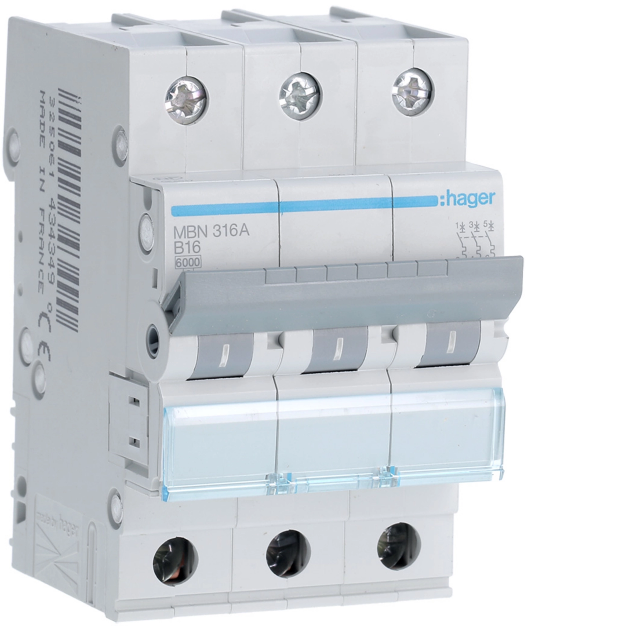 MCB 3P 6kA B-16A 3M • MBN316A | Hager