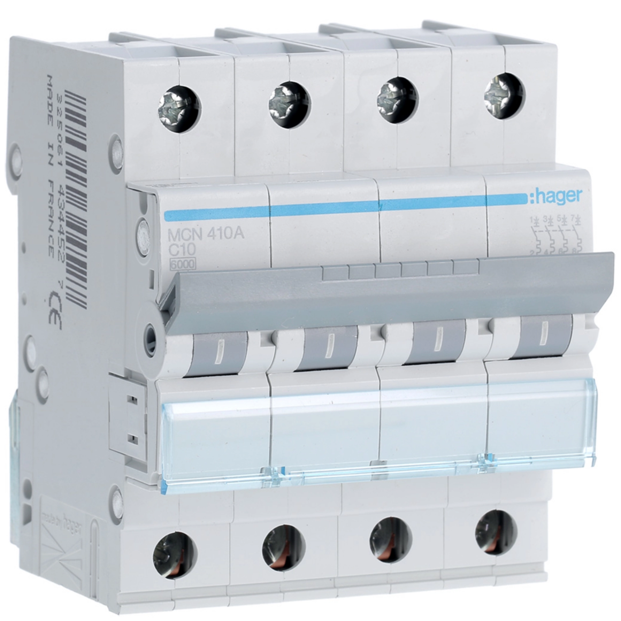 MCB 4P 6kA C-10A 4M • MCN410A | Hager