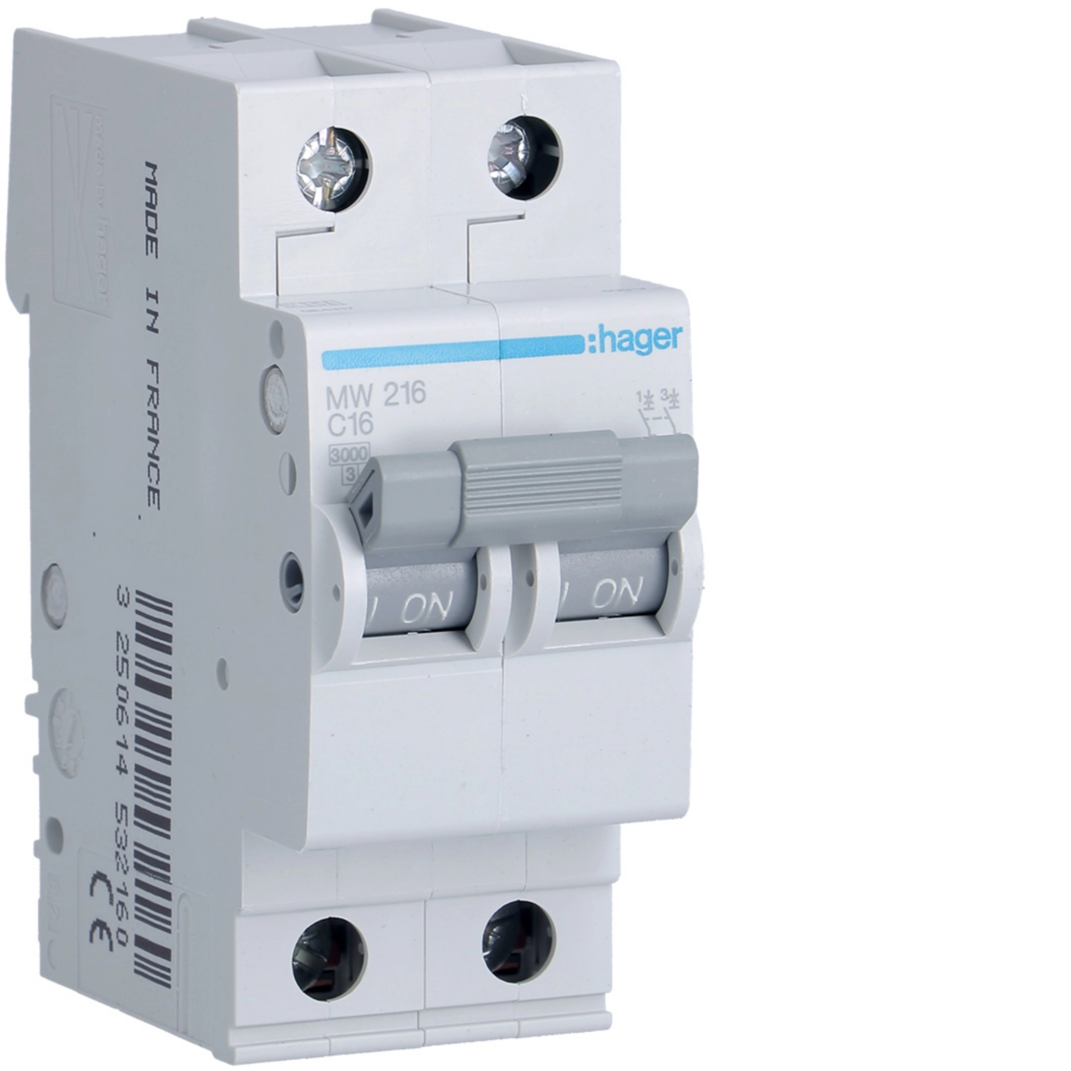 MCB 2P 3kA C-16A 2M • MW216 | Hager