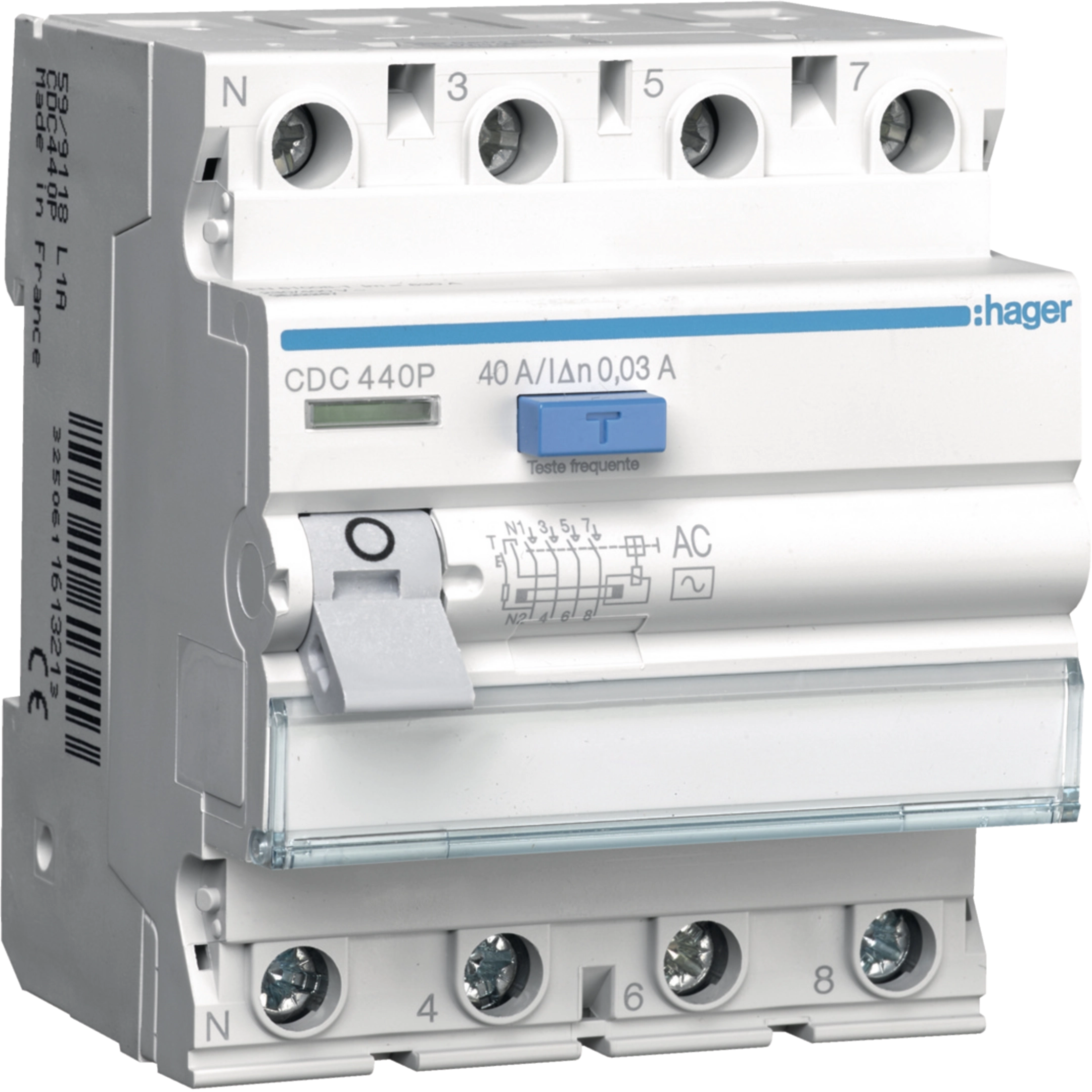 Inter. dif. 4P 40A 30mA tipo AC 4M • CDC440P | Hager