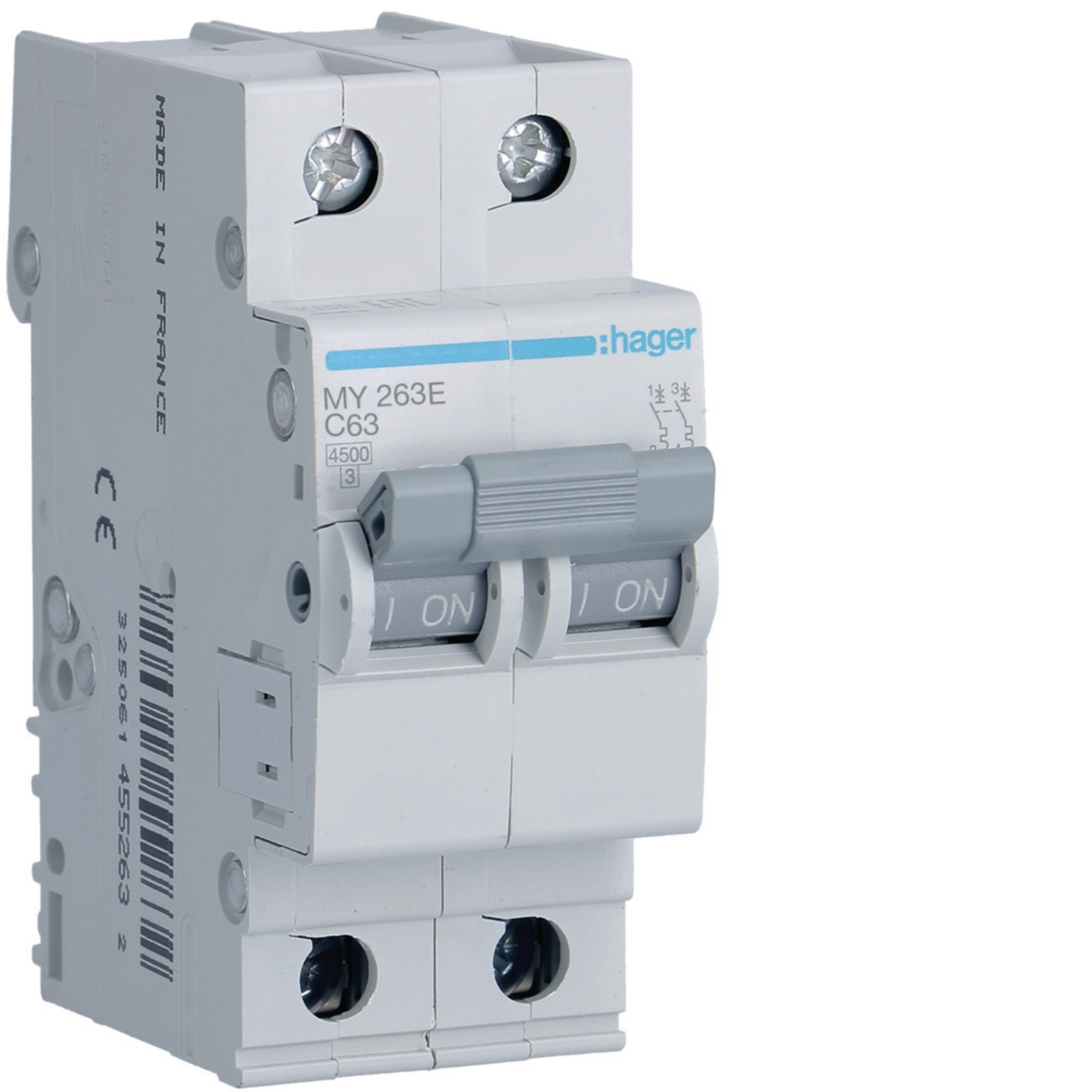 MCB 2P 4.5kA C-63A 2M • MY263E | Hager