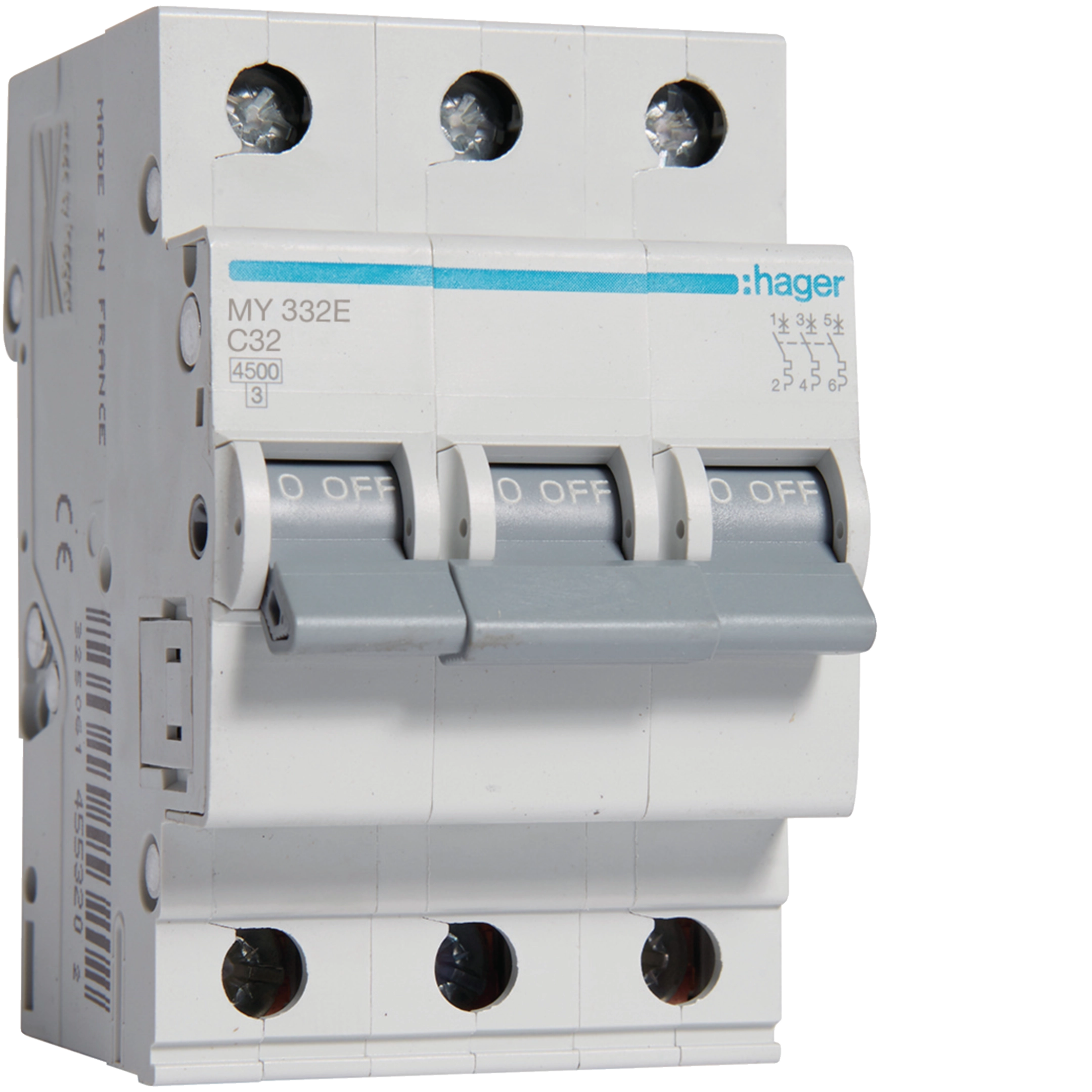 MCB 3P 4.5kA C-32A 3M • MY332E | Hager