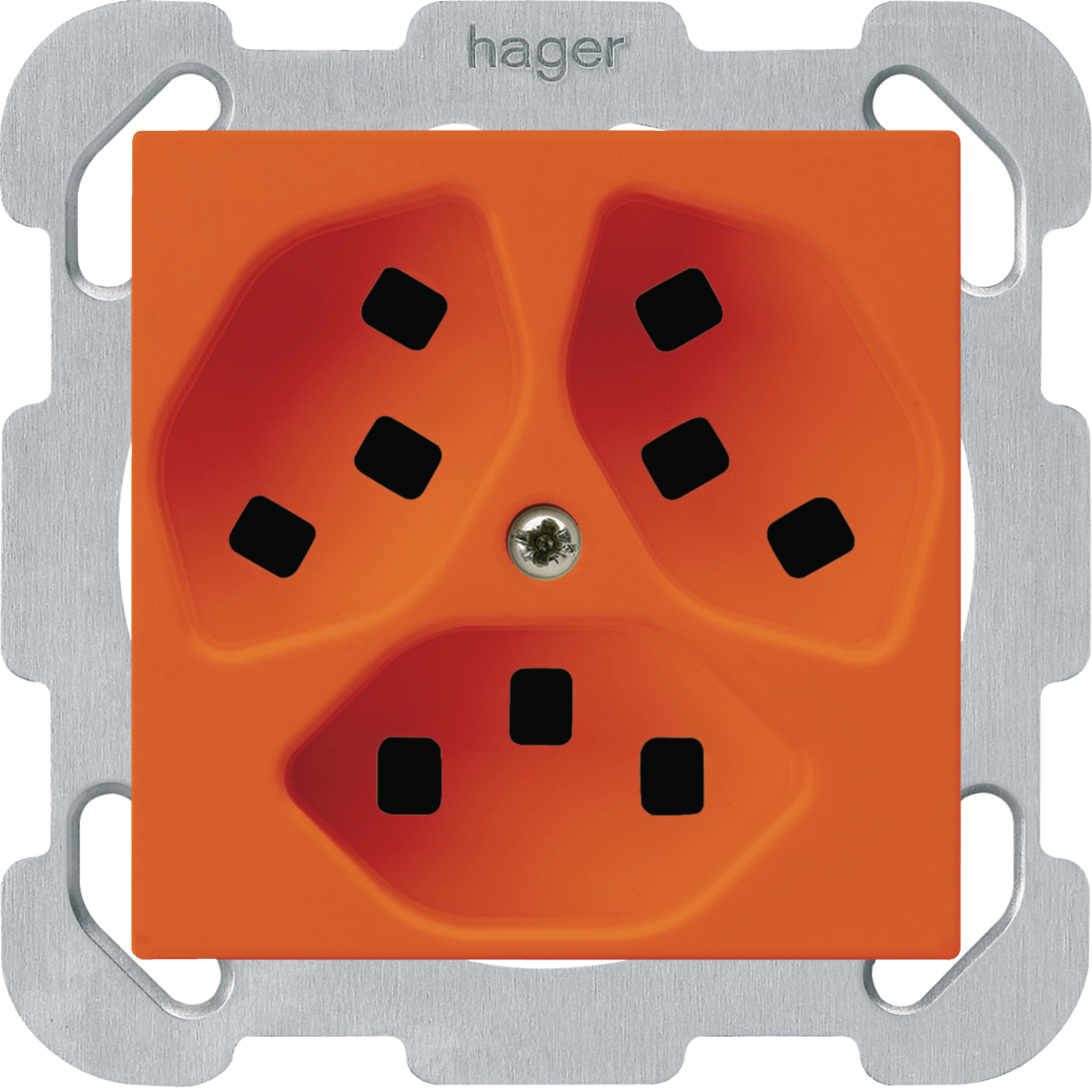 ka. B: Steckdose 3x Typ 23 Orange • WH20645306B | Hager