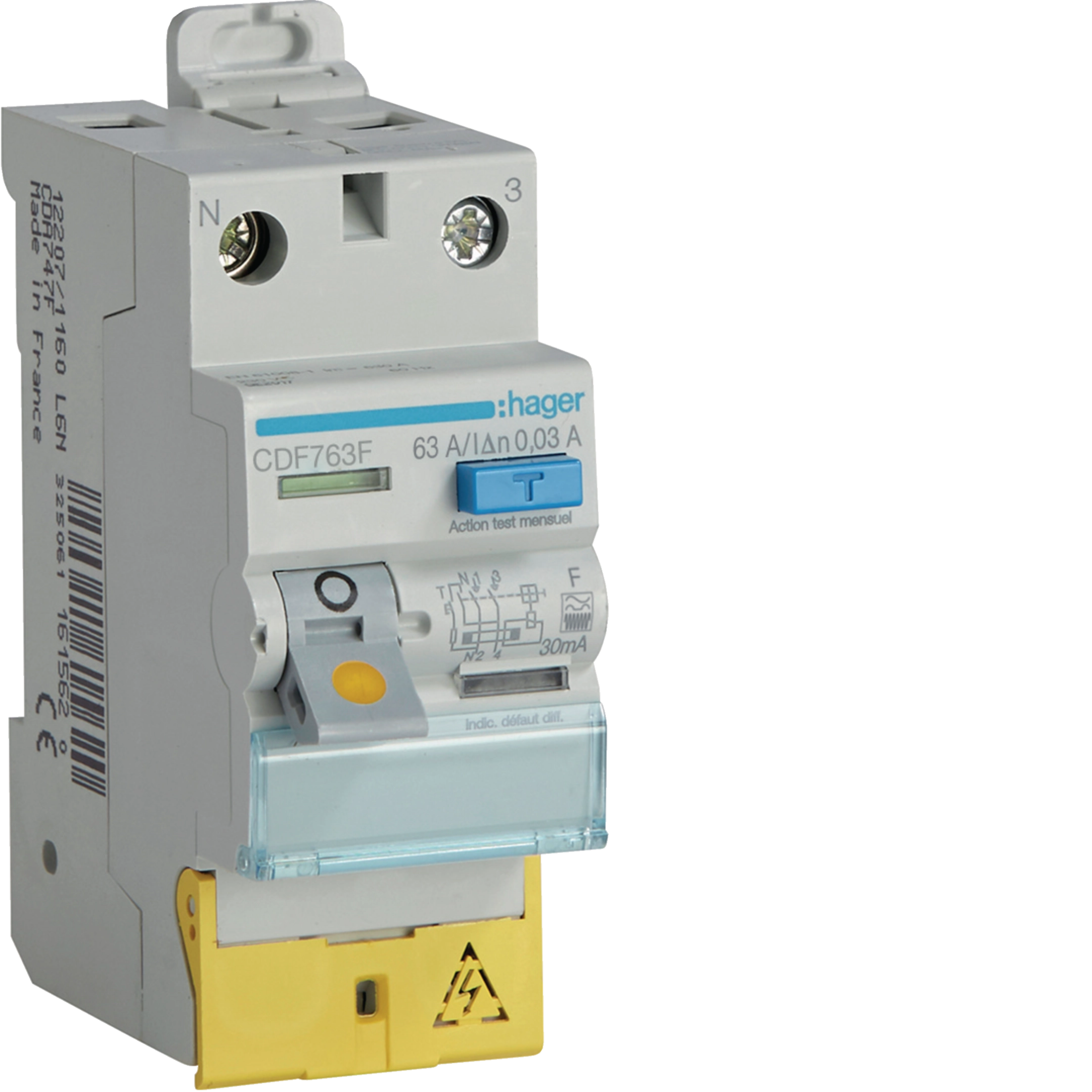 Inter diff 2P 63A 30mA F BD • CDF763F | Hager