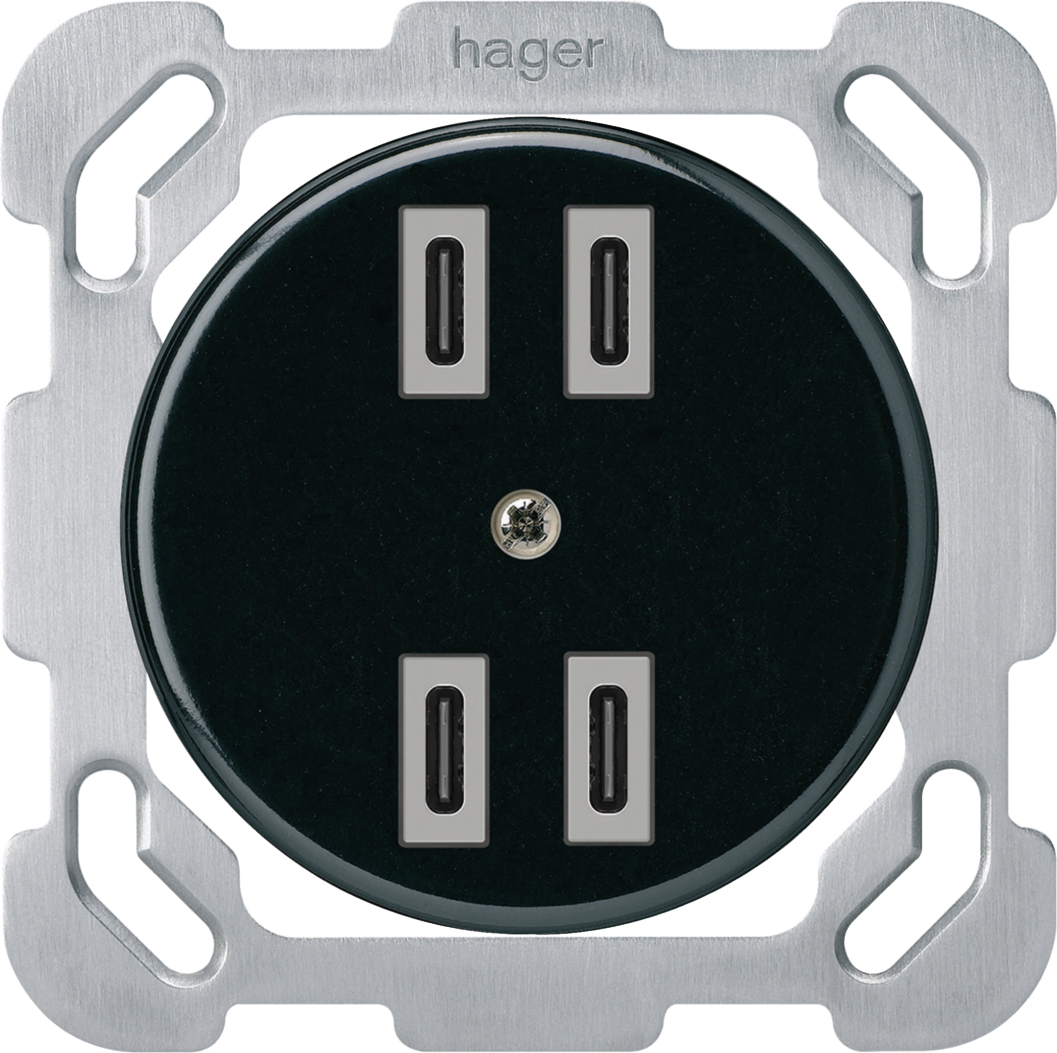 ba. B: 2x USB C+C-Ladesteckdose schwarz • WH41822205B | Hager