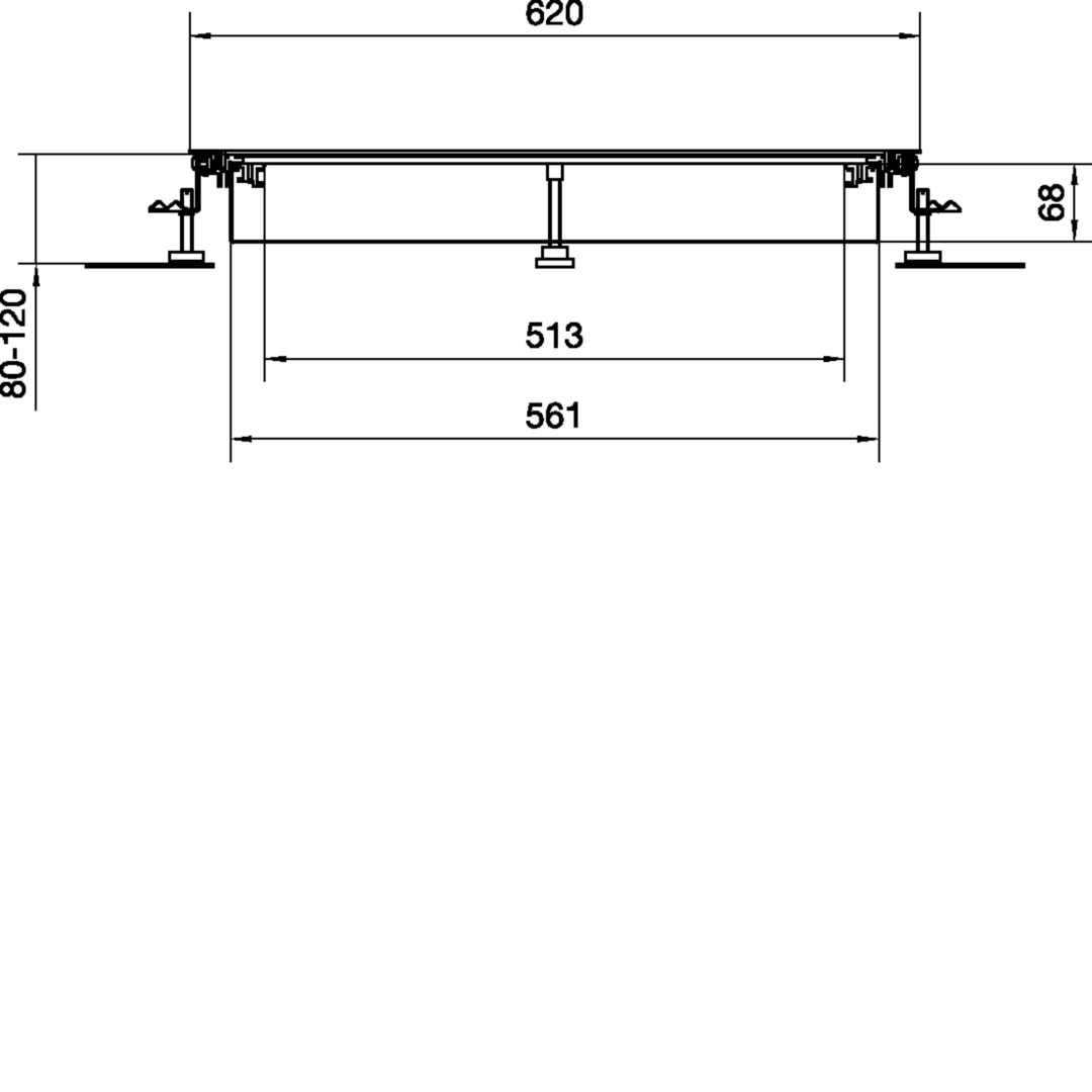 Vloergoot met bak 600x(80-120)mm nat • BKWD600080 | Hager