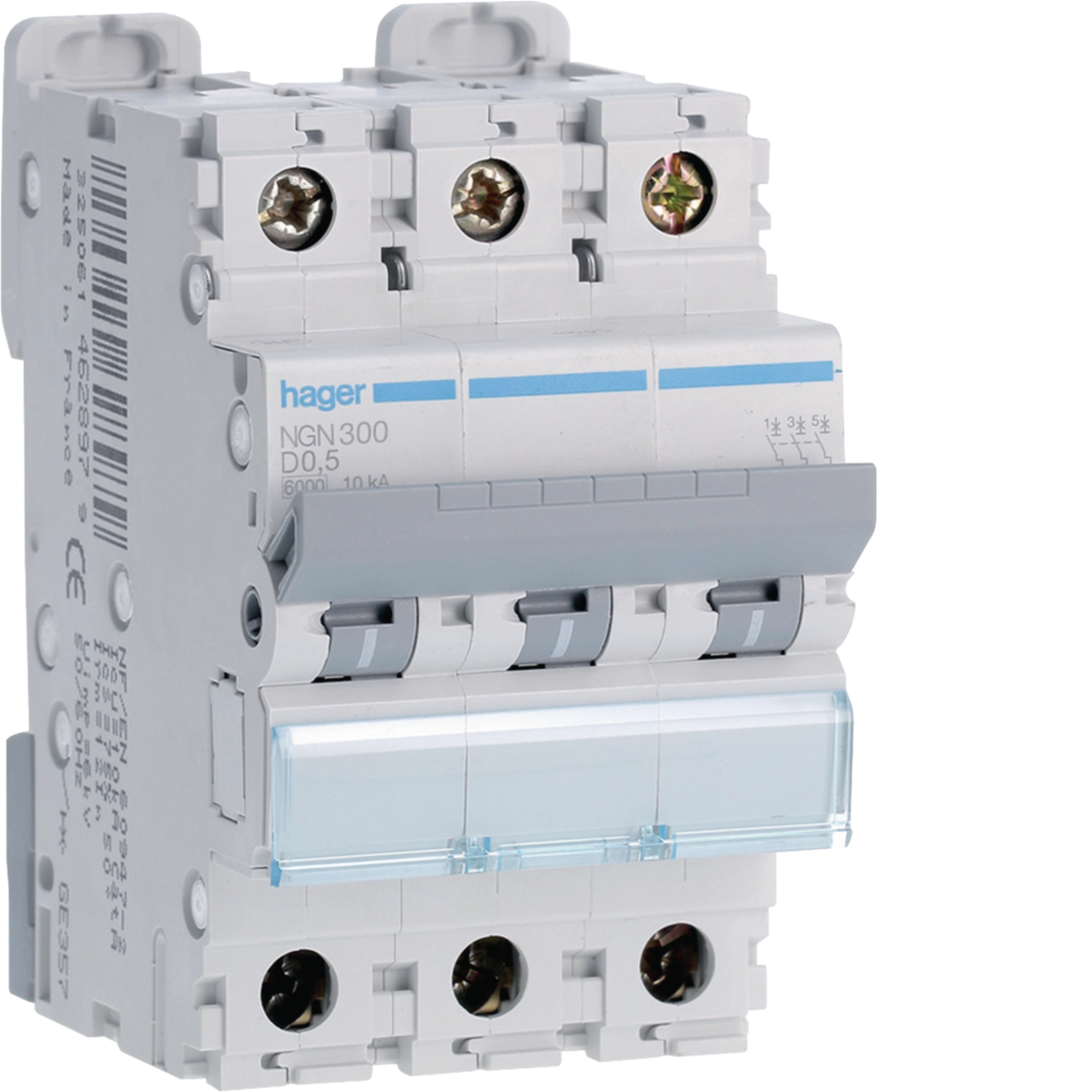 Disjuntor 3P 0,5A D 6/10kA 3M • NGN300 | Hager