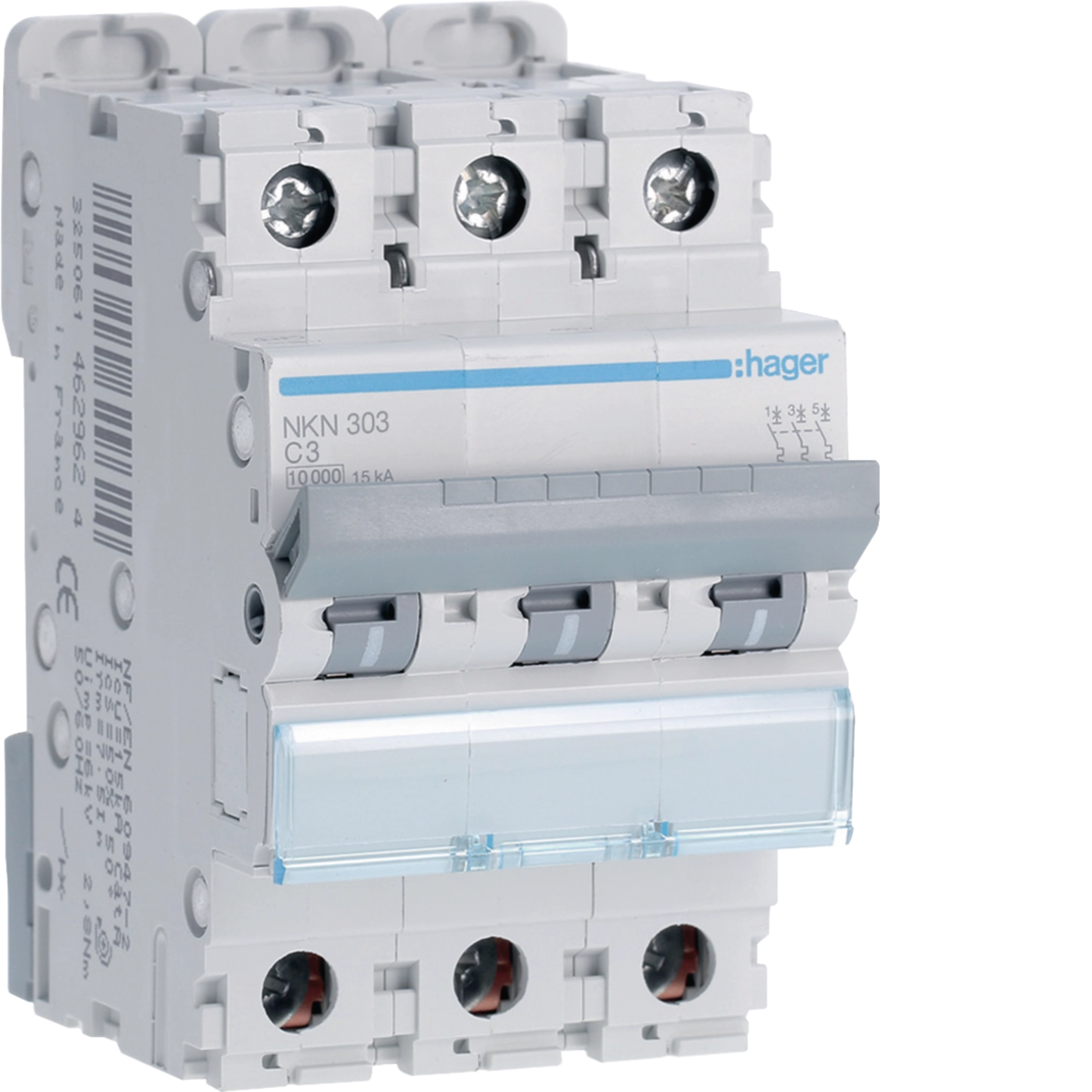 Disjuntor 3P 3A C 10/15kA 3M • NKN303 | Hager