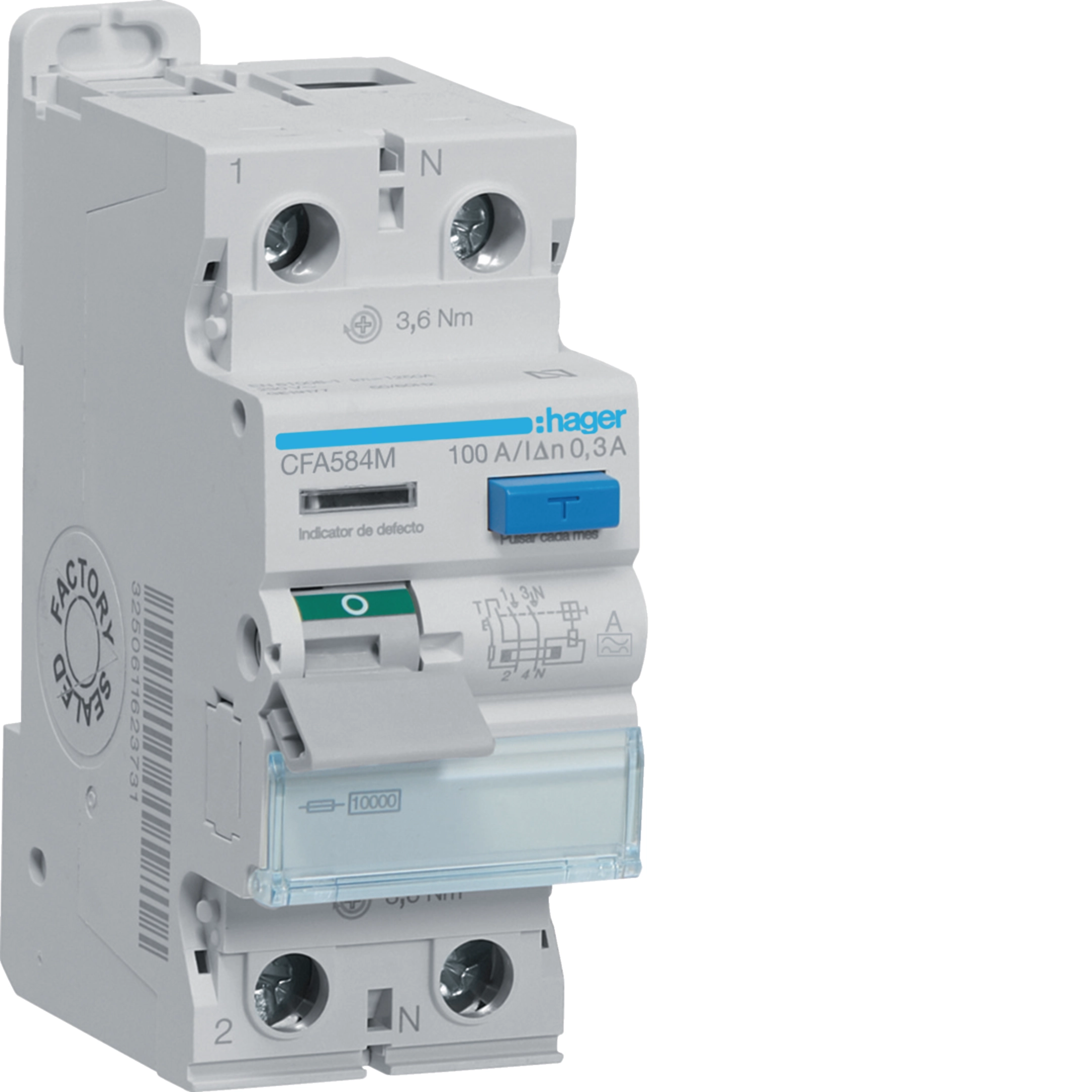 Diferencial 2P 100A 300mA tipo A • CFA584M | Hager