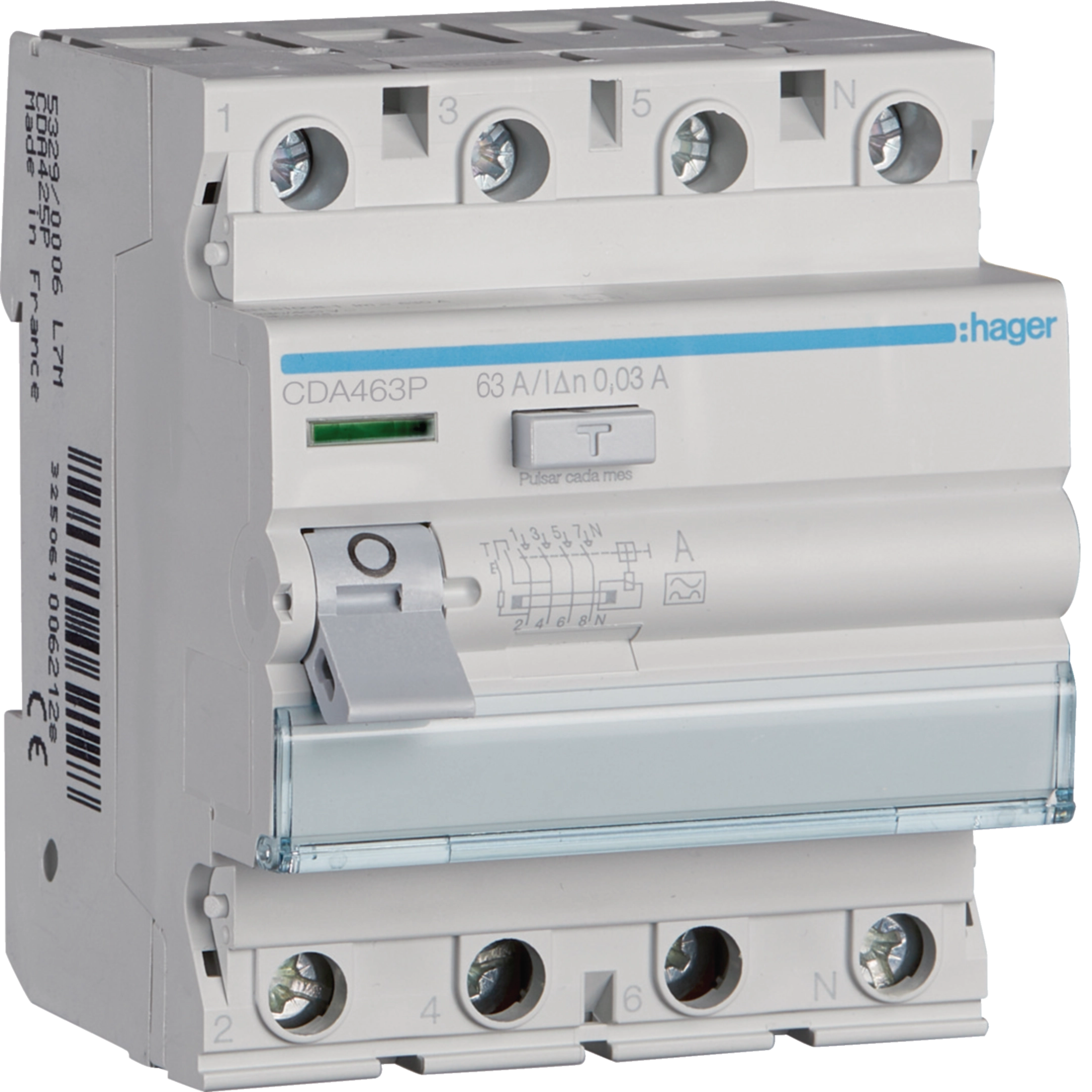 Diferencial 4P 63A 30mA tipo A • CDA463P | Hager