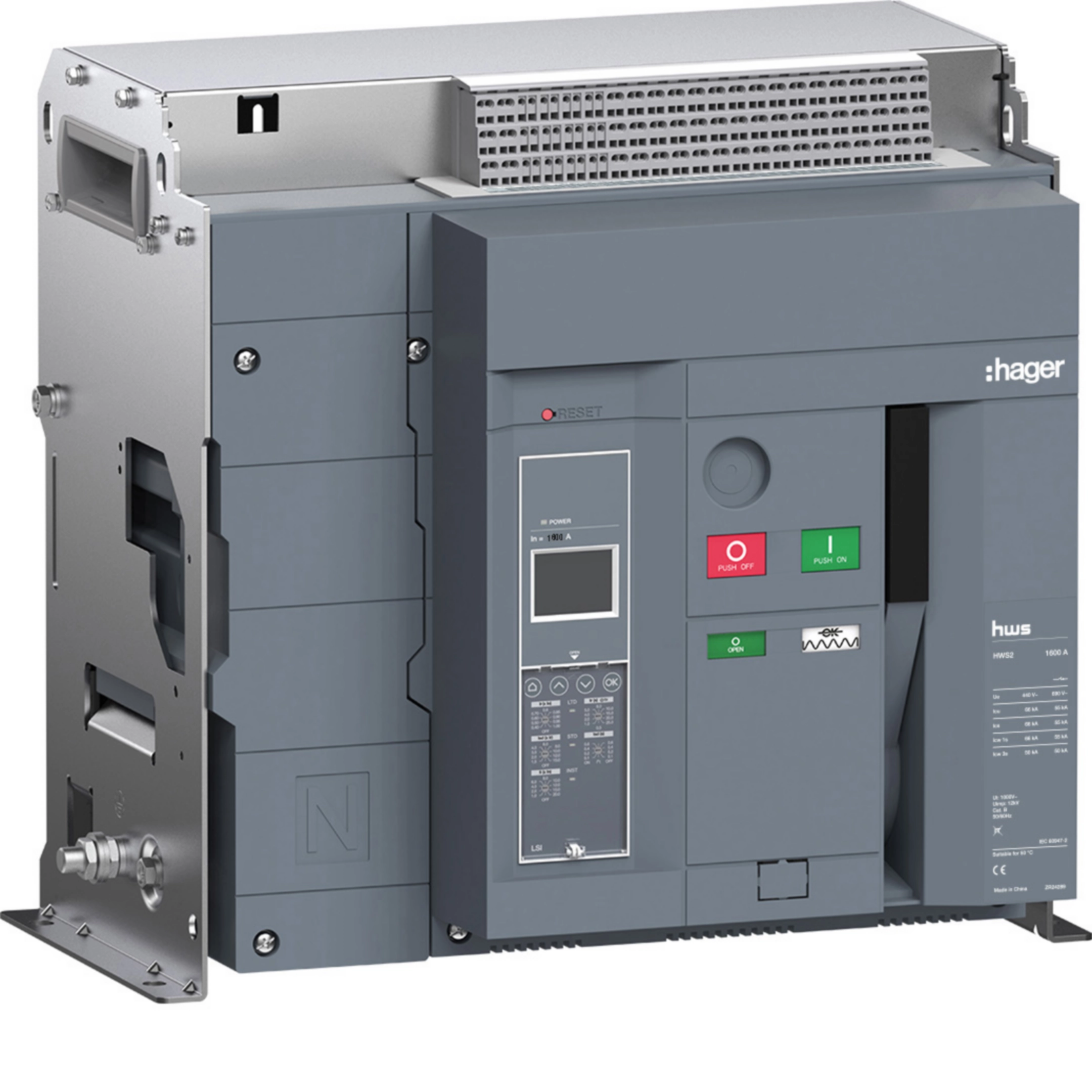 ACB HWS2 66kA 1600A 4P FIX LSI-A • HWS2E416F3AE | Hager