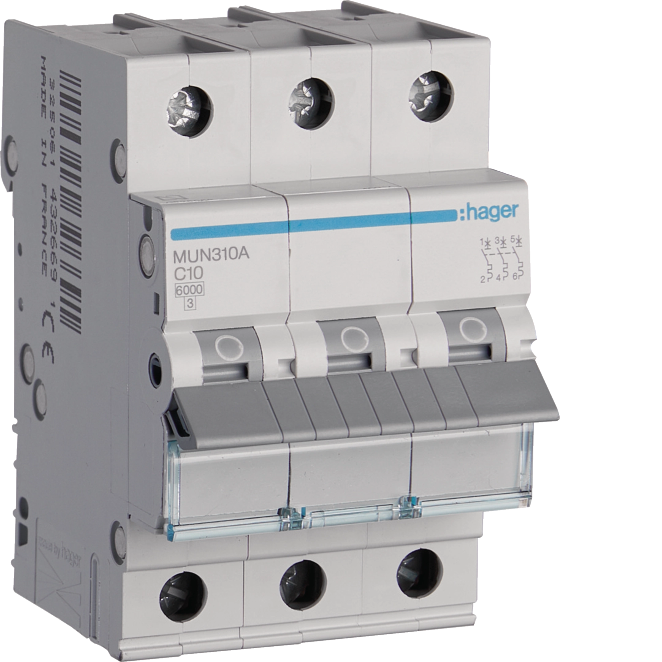 Automático MUN 3P 10A C-6KA • MUN310A | Hager