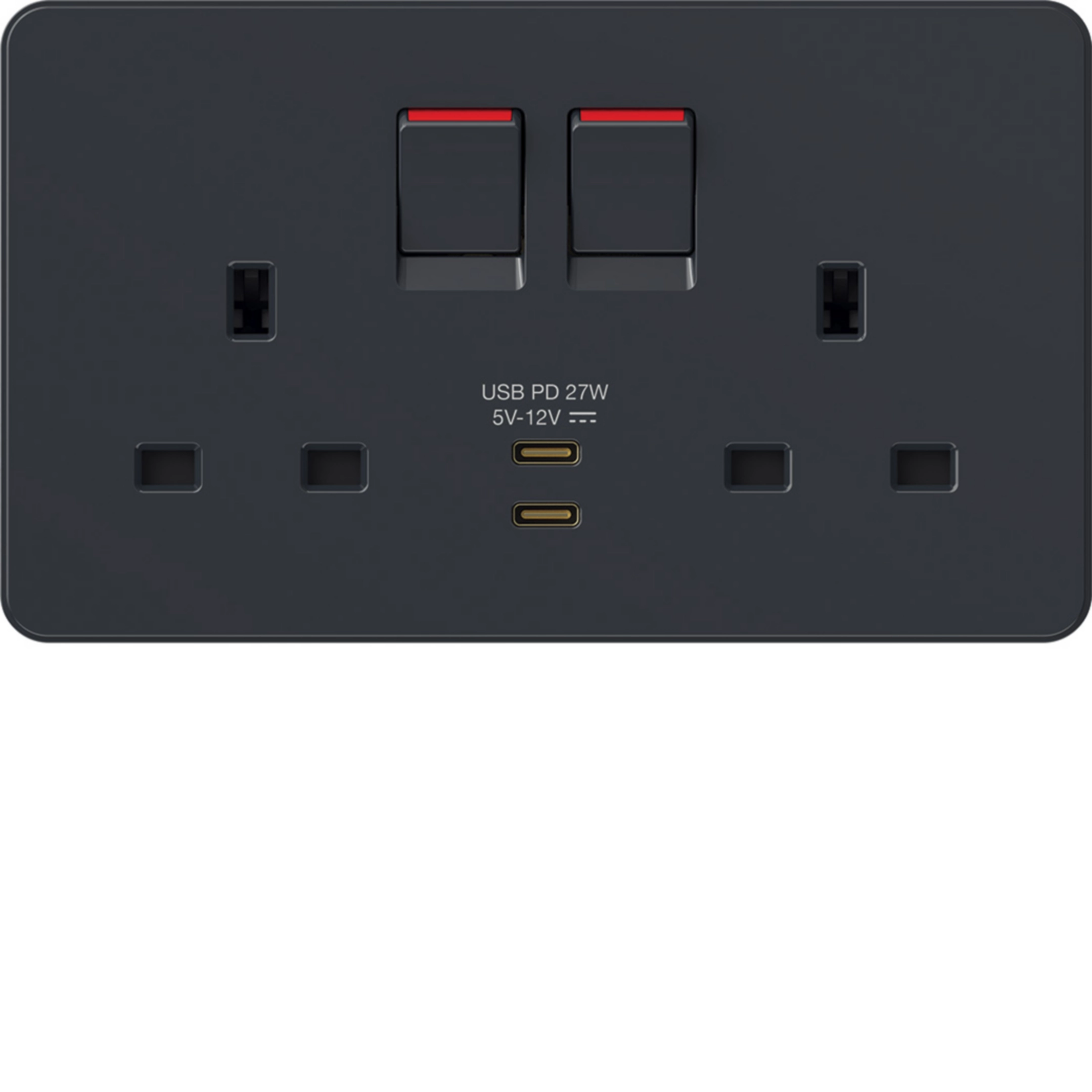 13A TWIN SSO WITH 2 TYPE C PD3.0 USB • WGDS213SUSBCCKB | Hager